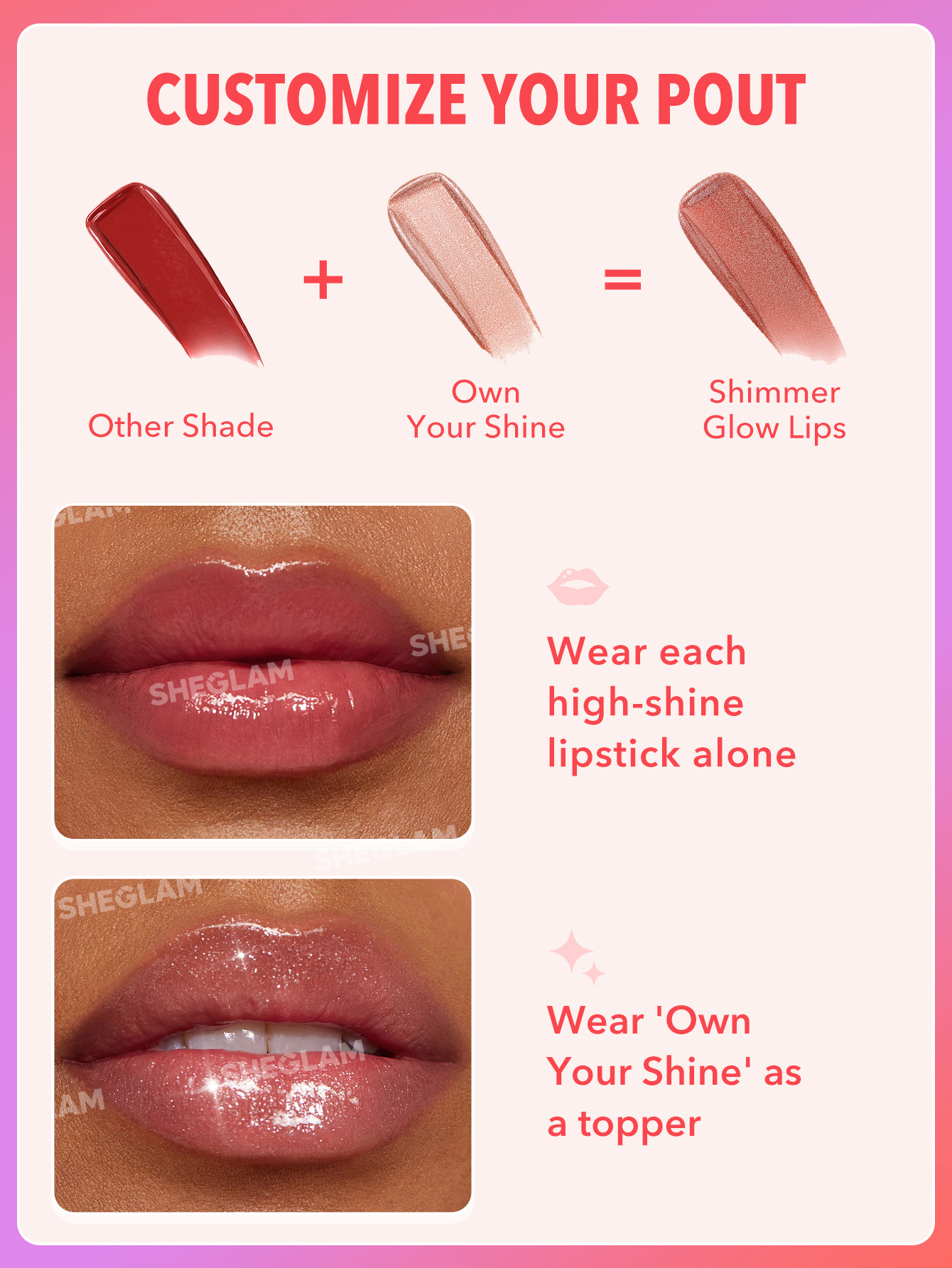 SHEGLAM Mirror Kiss 12 Colors Shine Lipstick High Pigment Lip Balm ...