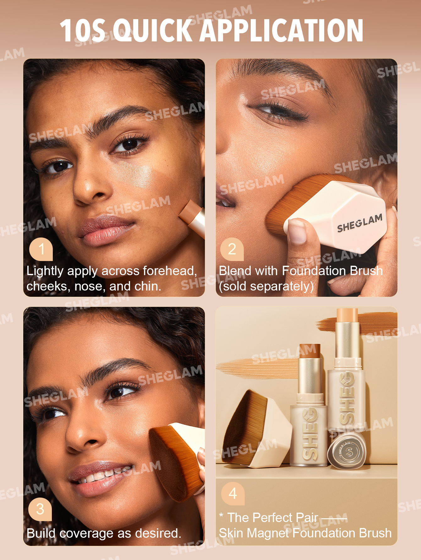 SHEGLAM Skin Magnet High Coverage Matte Natural Face Foundation Stick ...