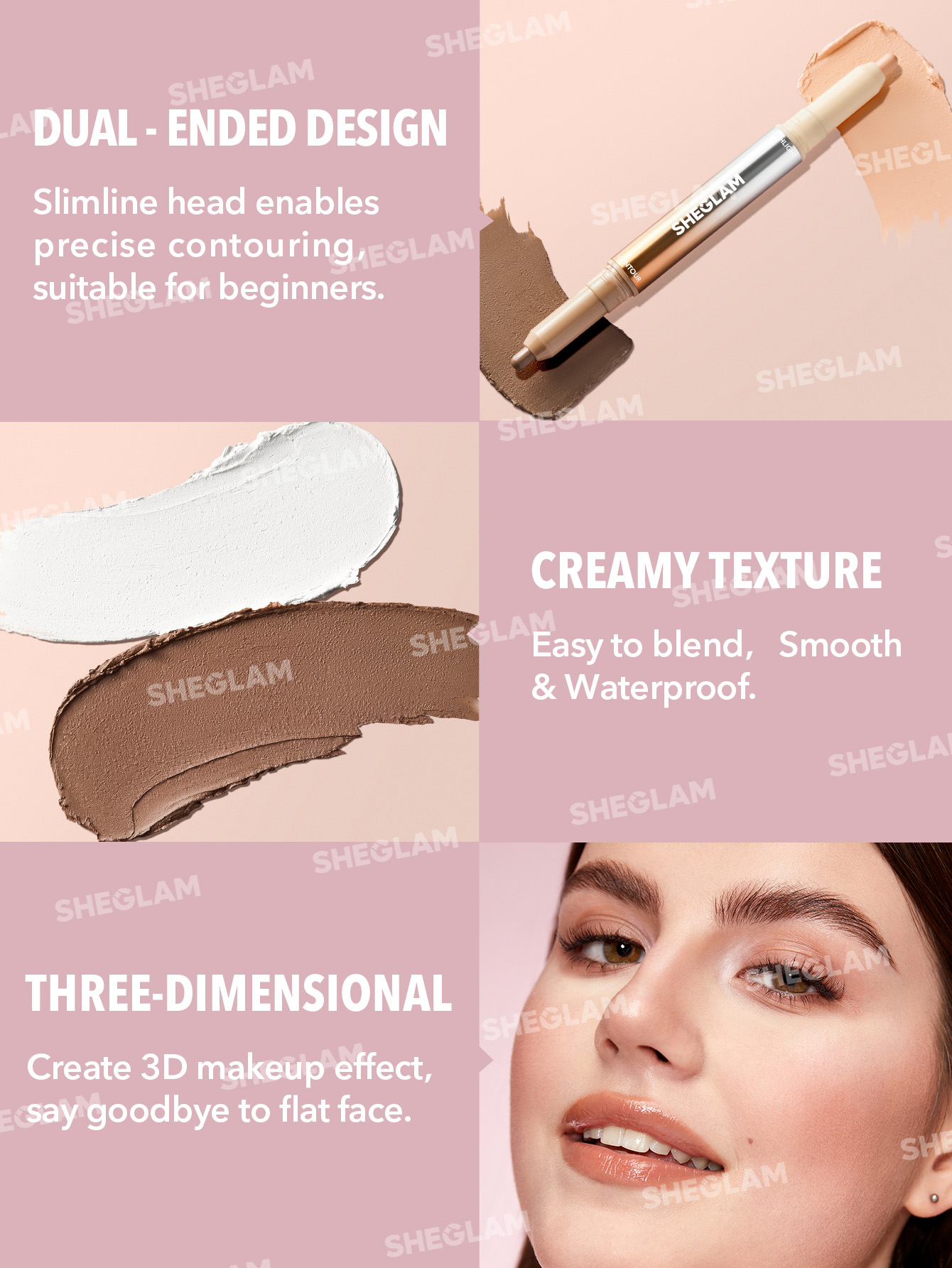 SHEGLAM 2 In 1 Fine Line Nose Contour & Highlight Pen Non-Greasy Long ...