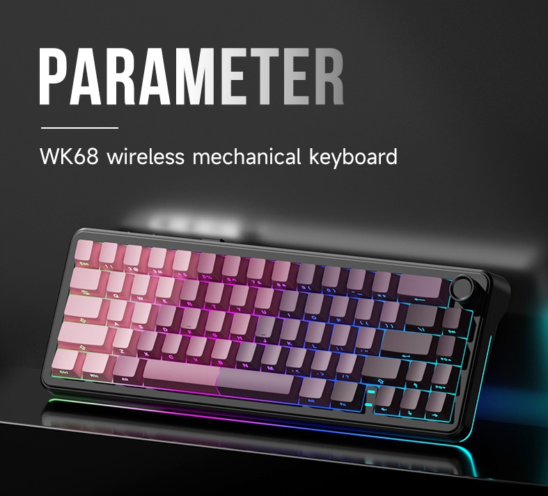 WEIKAV WK68 65% Tri-mode Mechanical Keyboard Wireless Bluetooth 2.4G ...