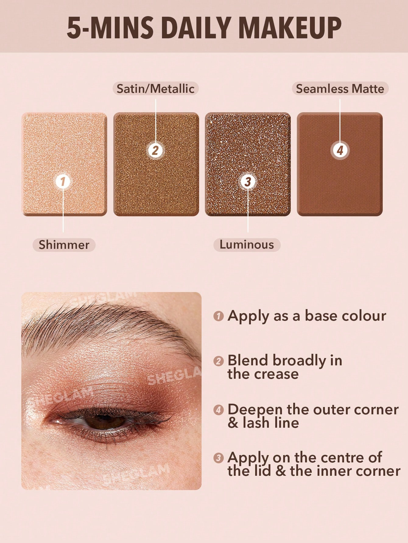 SHEGLAM Essential Square 4 Colors Matte Eyeshadow Palatte Makeup ...