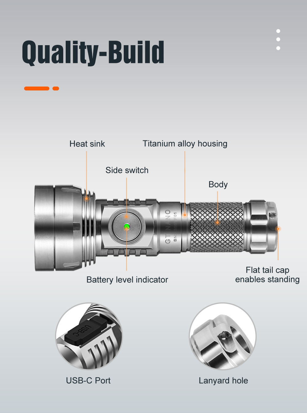 Lumintop GT NANO V3.0 Titanium flashlight with 10280 battery Long-range ...