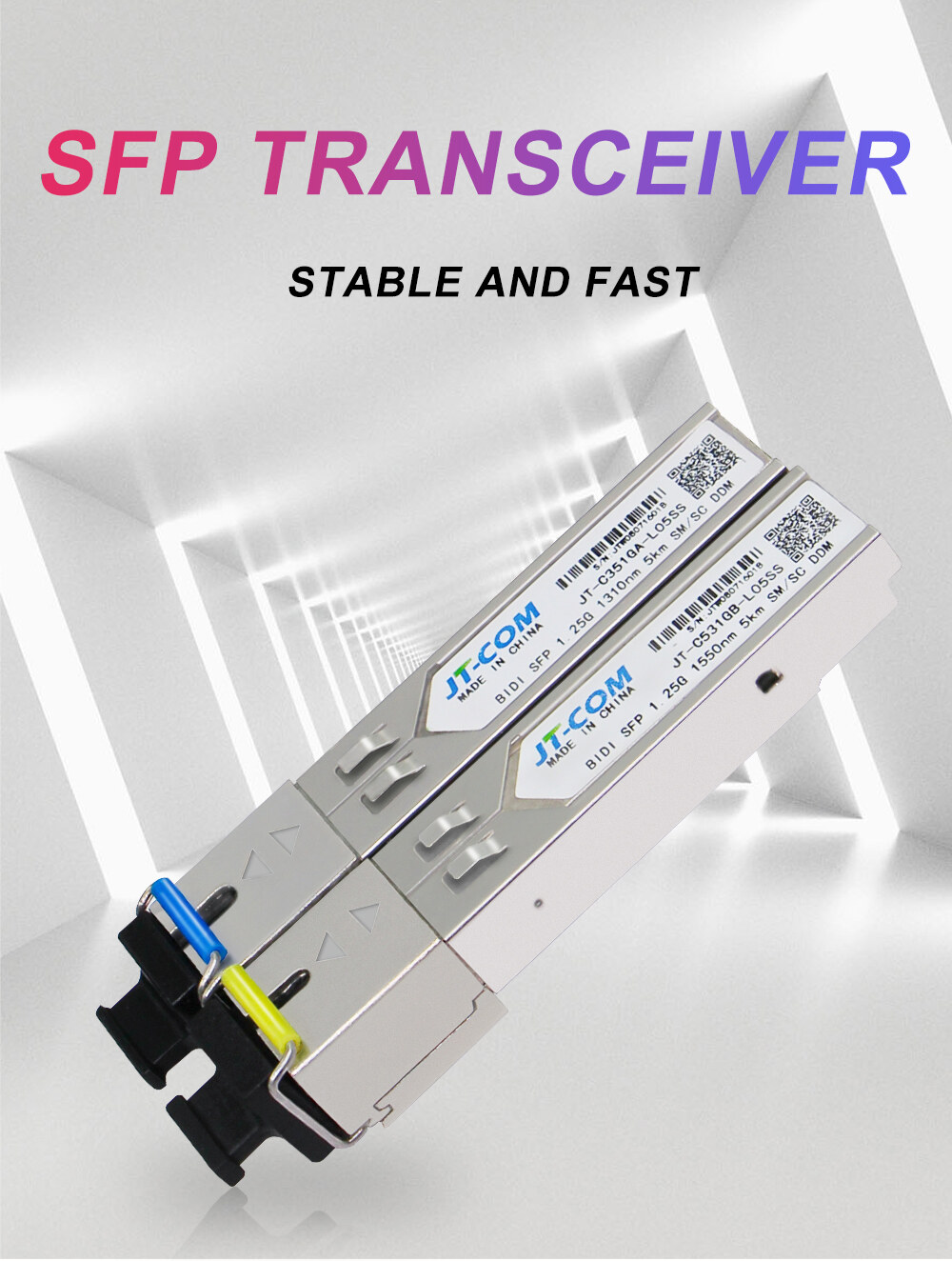 JT-COM a Pair SFP Module Single Mode Single Fiber 1.25G Gigabit SC ...