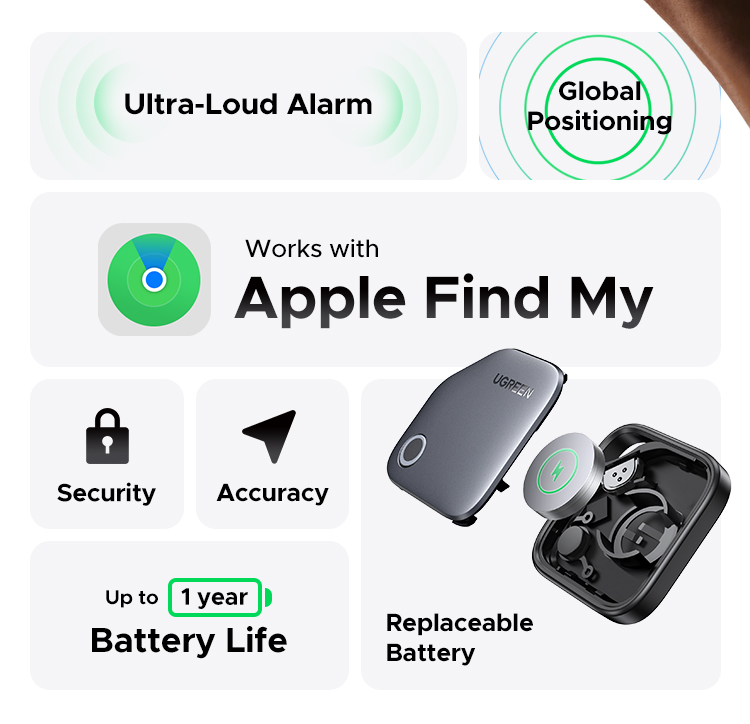 UGREEN Smart Tag Smart Locator Anti Lost Bluetooth5.0 Finder Airtag ...