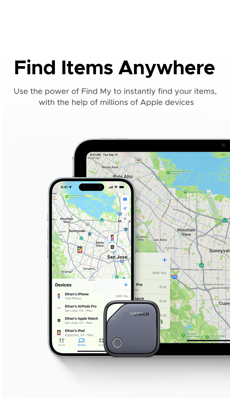 UGREEN Smart Tag Smart Locator Anti Lost Bluetooth5.0 Finder Airtag tracker Finder Locator for ...