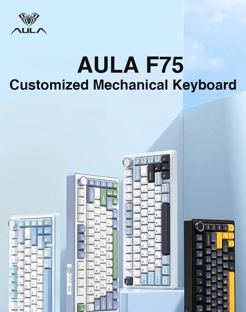 Aula F75 Mechanical Keyboard 80 Key with Gasket Structure 75% Layout ...