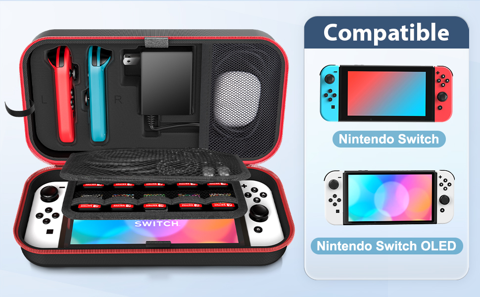 OIVO Large Capacity Carrying Case For Nintendo Switch & Switch OLED, Portable Switch Travel ...