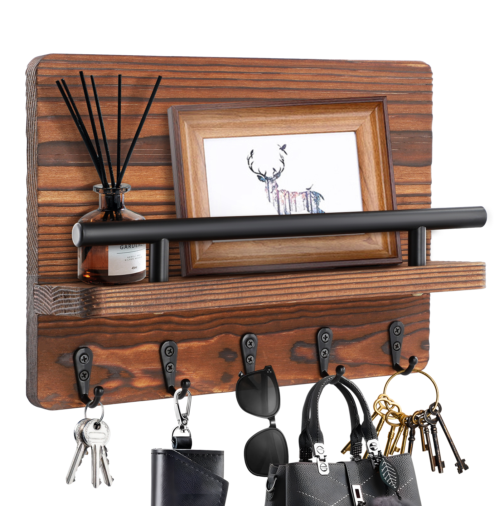 [Local delivery]Key Holder for Wall Decoration with 5 Key Hooks, Wall ...