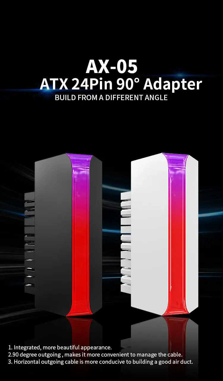 ICE Whale AX-05 ATX 24Pin to 90° ARGB Power Adapter Motherboard Power ...