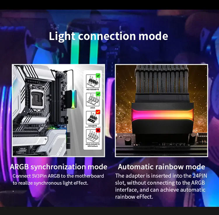 ICE Whale AX-05 ATX 24Pin to 90° ARGB Power Adapter Motherboard Power ...