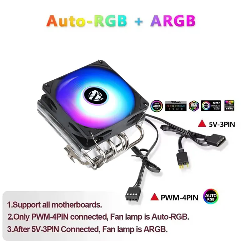 ICE Whale IW-6X 6 Heatpipes CPU Cooler Fan Low Profile Radiator Ultra ...