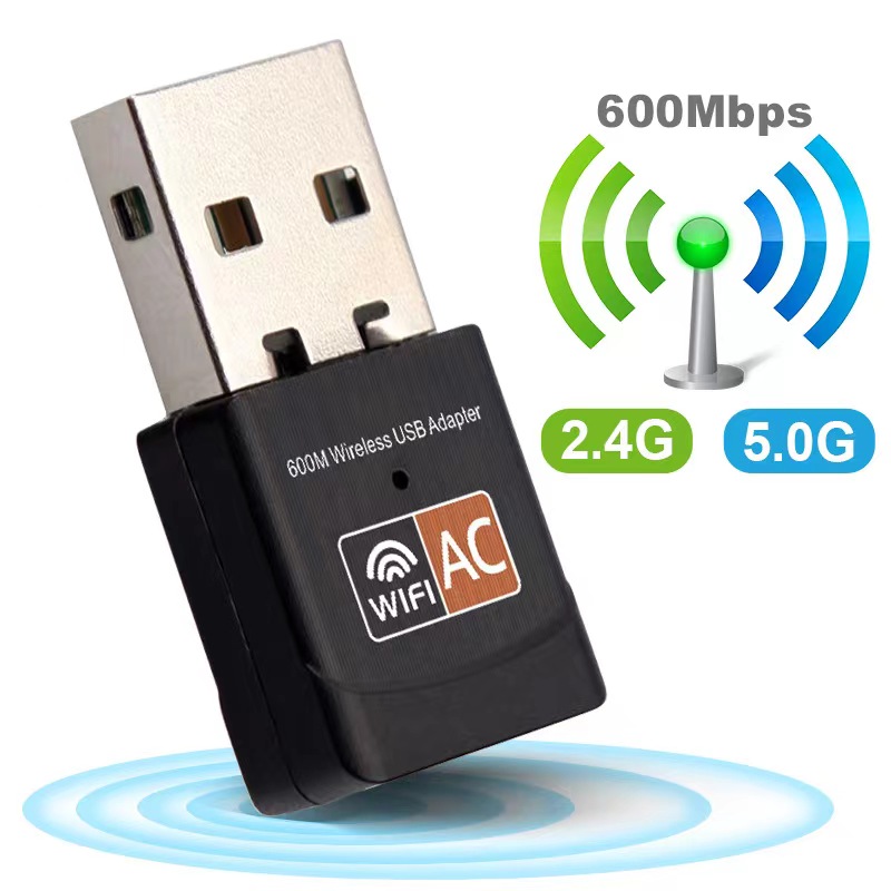 AC600Mbps dual band wireless network card 2.4G+5G USB adapter 300mb ...