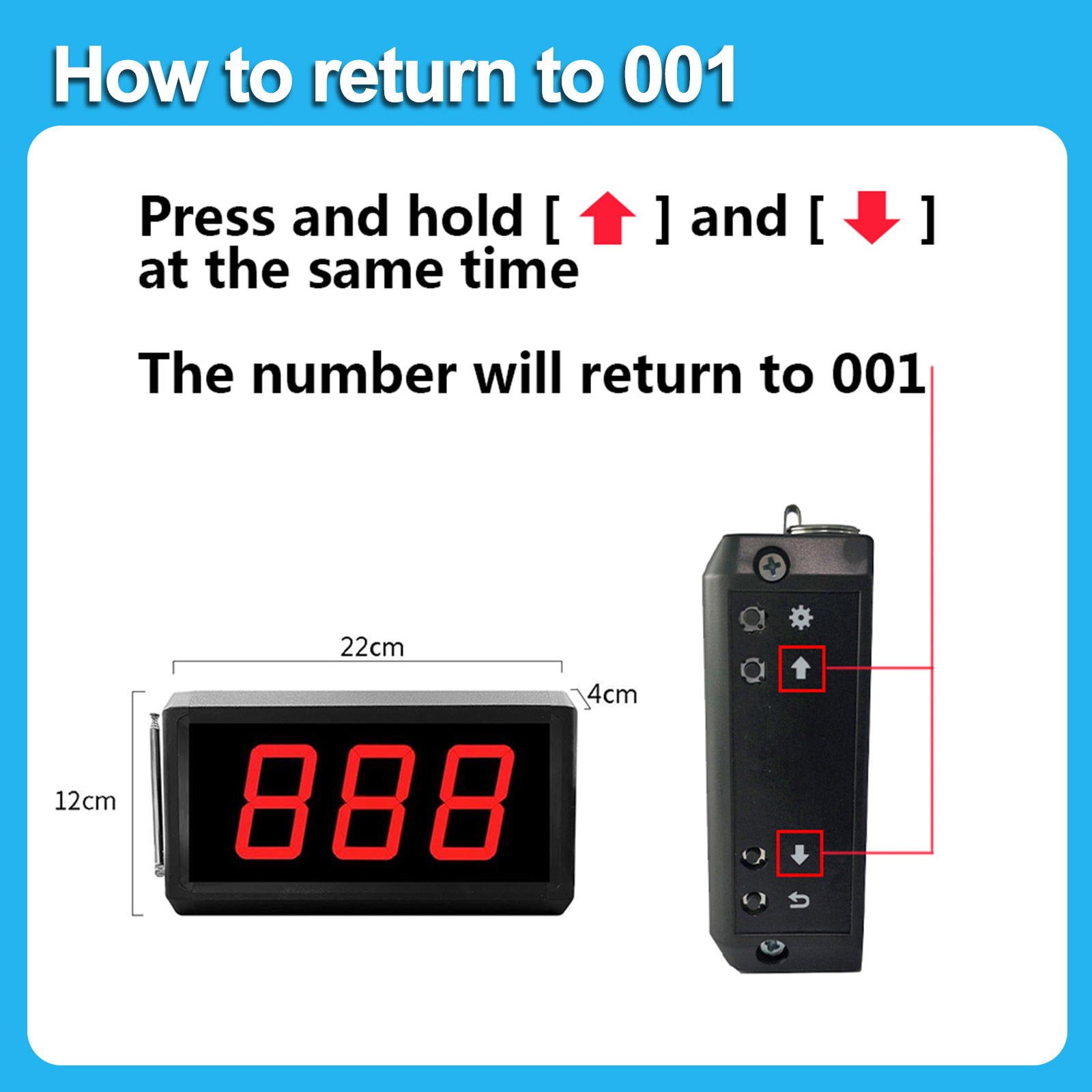 Take A Number System 3-Digit Wireless Queue Calling System Waterproof ...