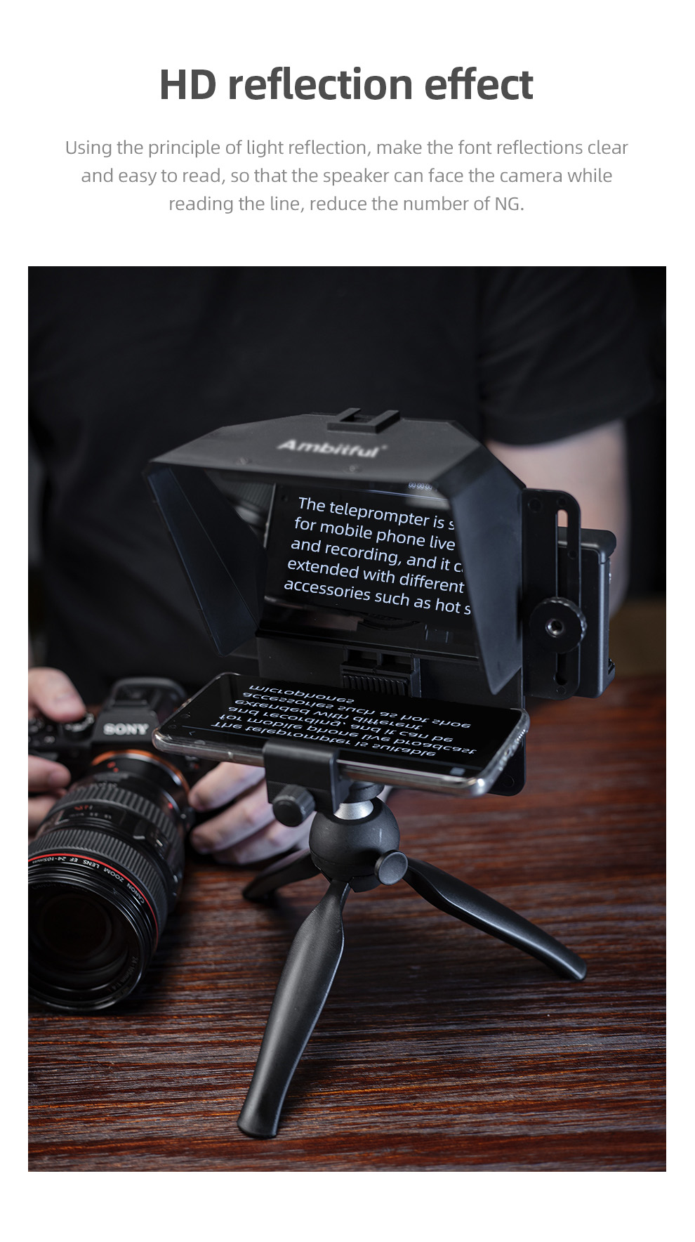 Ambitful [Teleprompter]Pronstoor Phone and DSLR Recording Mini ...