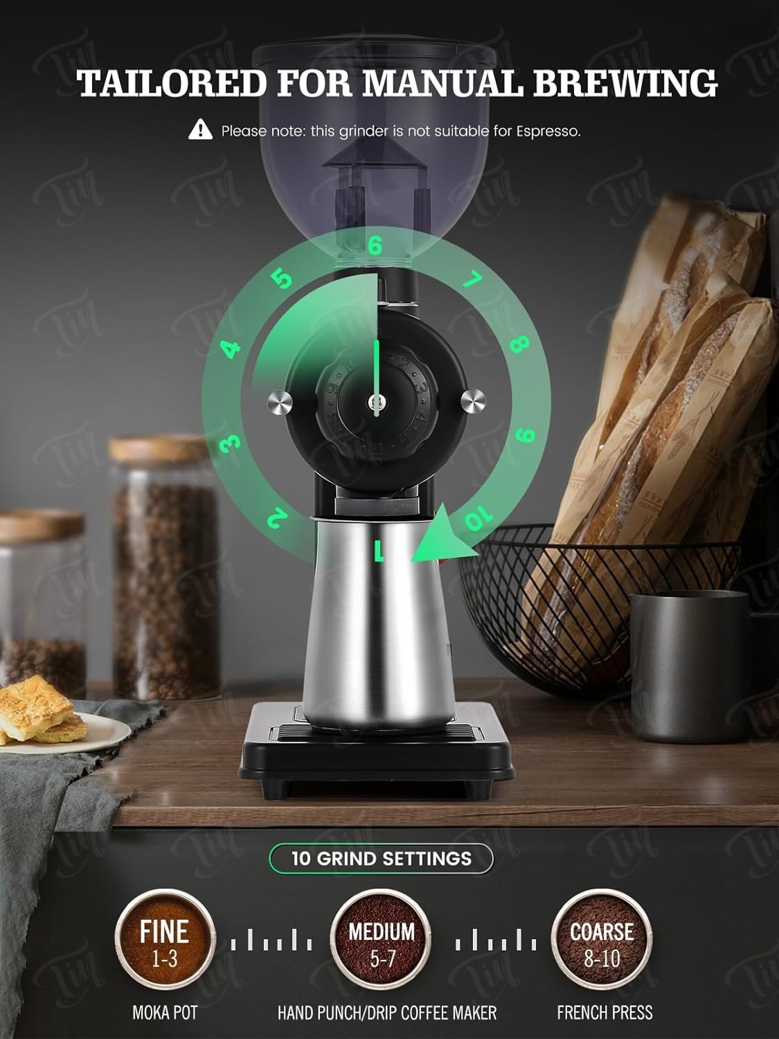 3500W Electric Coffee Bean Grinder Machine 8-Gear Thickness Adjustable ...