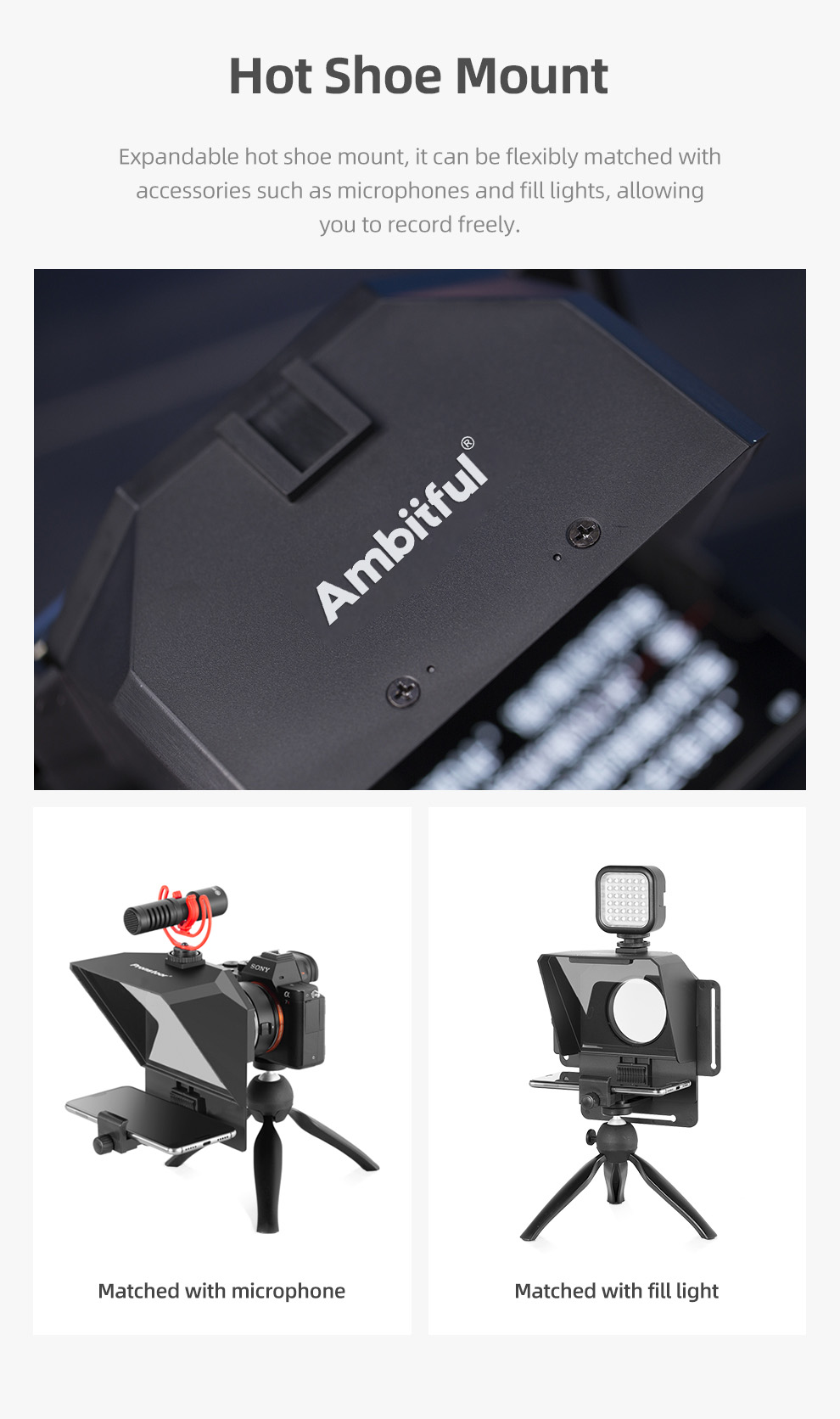 Ambitful [Teleprompter]Pronstoor Phone and DSLR Recording Mini ...