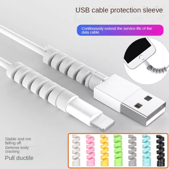 USB Spiral Data Charger Cable Protector USB Charger Cord Cable ...