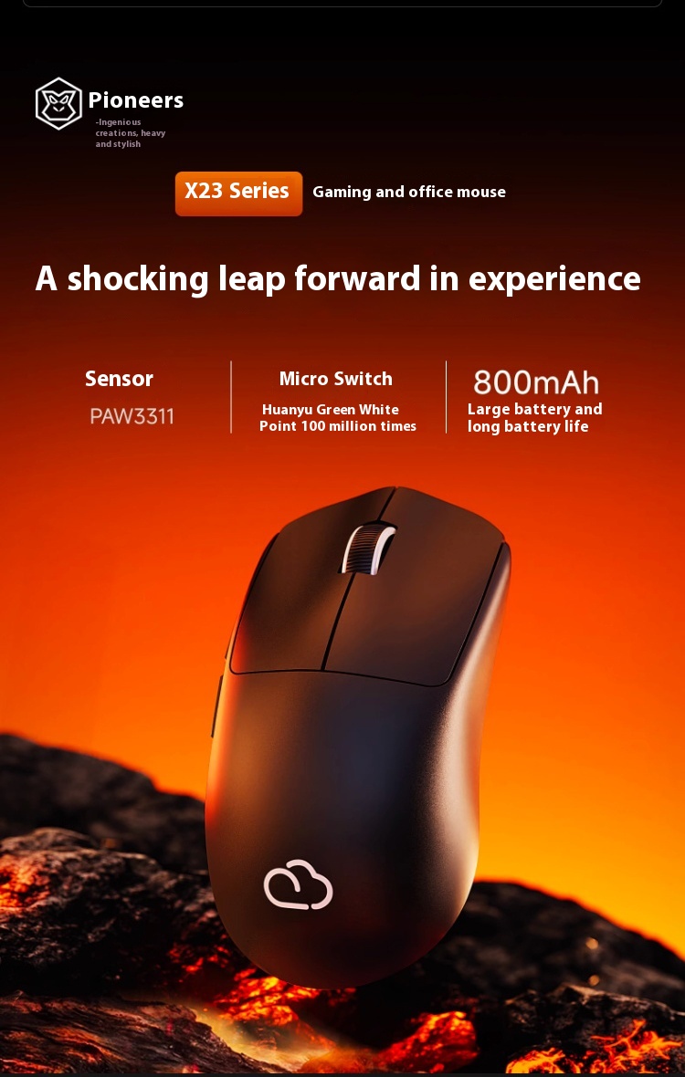 EWEADN X23 Wireless Mouse 12000 DPI PAW3311 Lightweight Three Mode Game ...