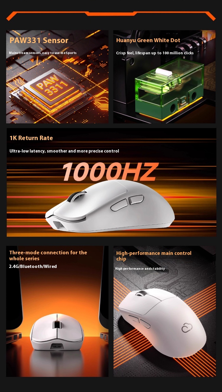 EWEADN X23 Wireless Mouse 12000 DPI PAW3311 Lightweight Three Mode Game ...