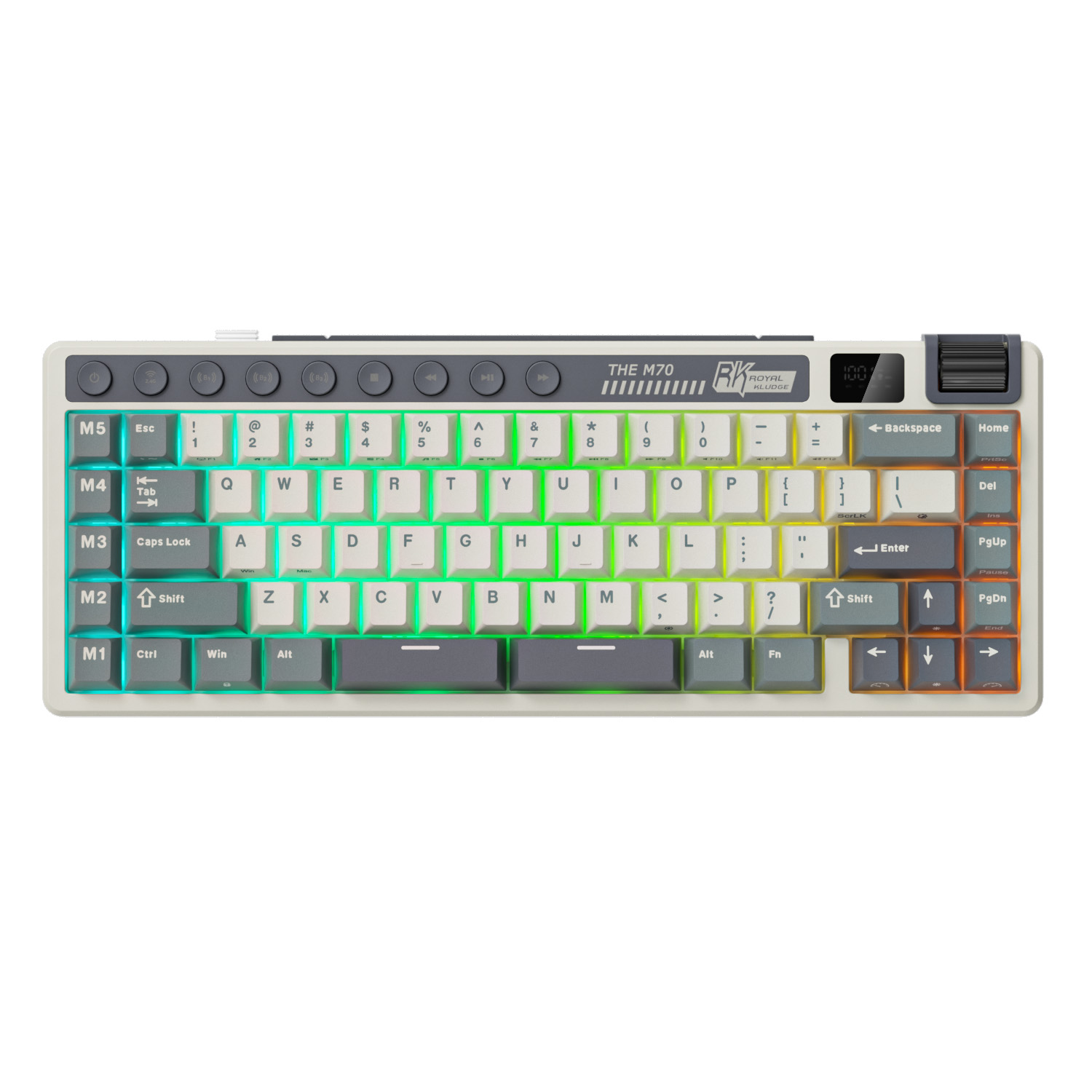 Royal Kludge RK M70 Mocha Grey 73 Key Tri-Mode Wireless With TFT Screen ...