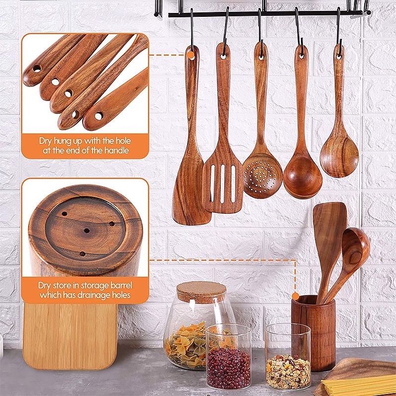 【Ready Stock】sendok wood utensil set utensil kitchen tools wooden ...