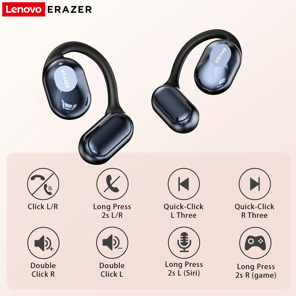 Lenovo ERAZER X10 OWS Open Ear Earphone Wireless Earphone Bluetooth 5.4 ...