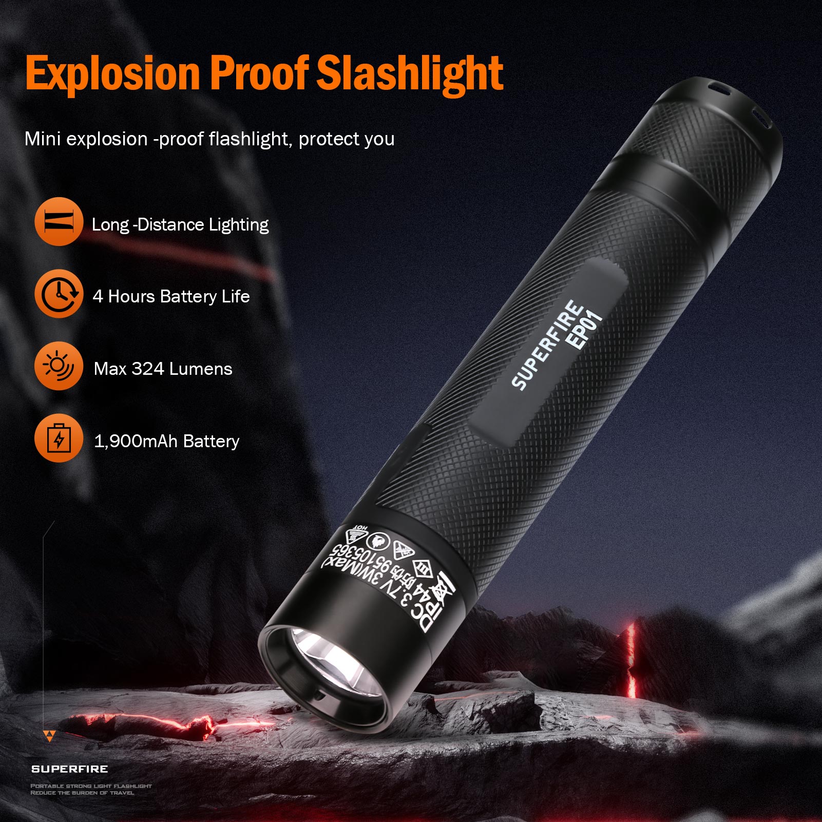 SUPERFIRE EP01 3W Explosion-proof Flashlight Portable LED Light ...