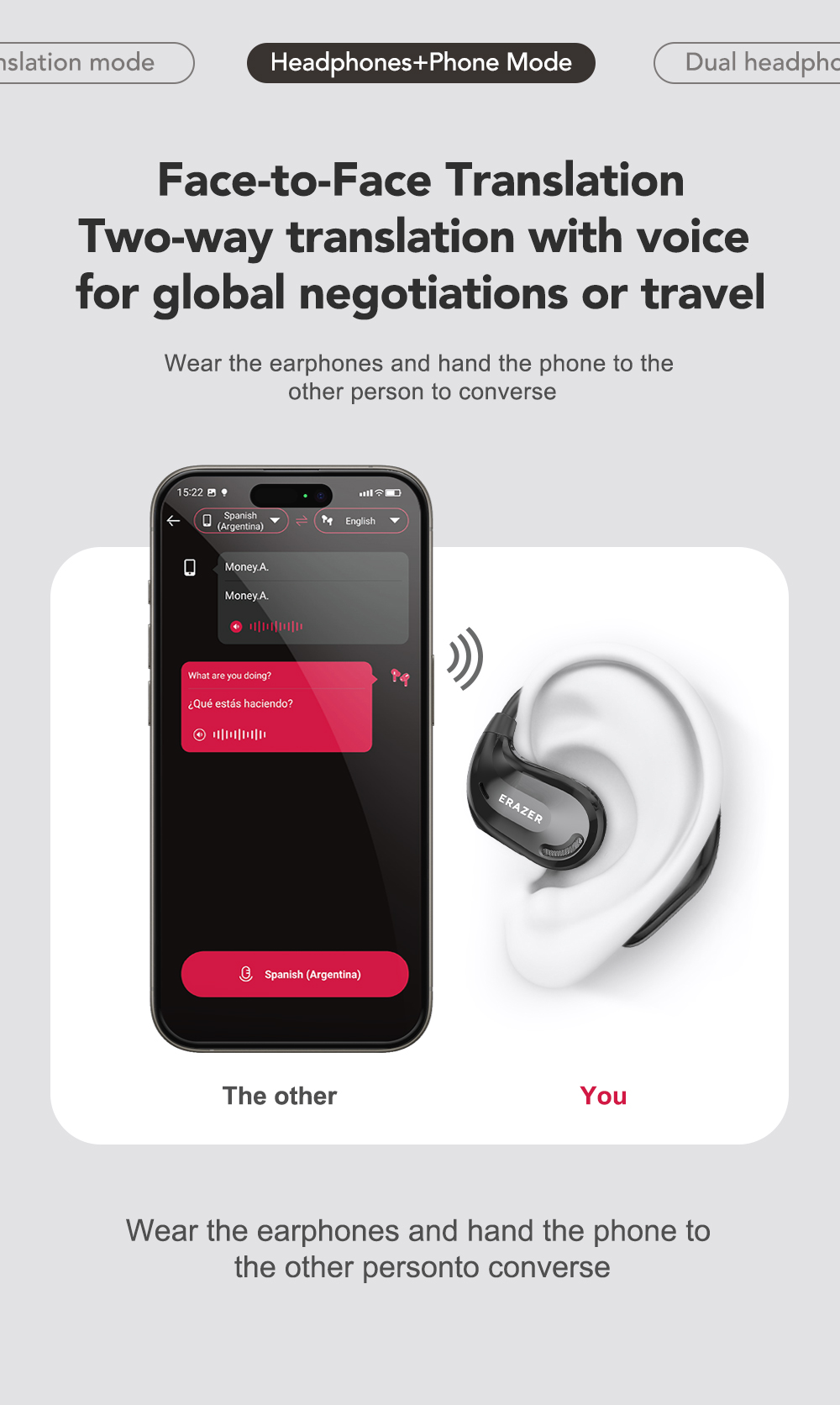 Lenovo ERAZER XT66 PRO Bluetooth Earphone AI Translator Earbud OWS Open ...