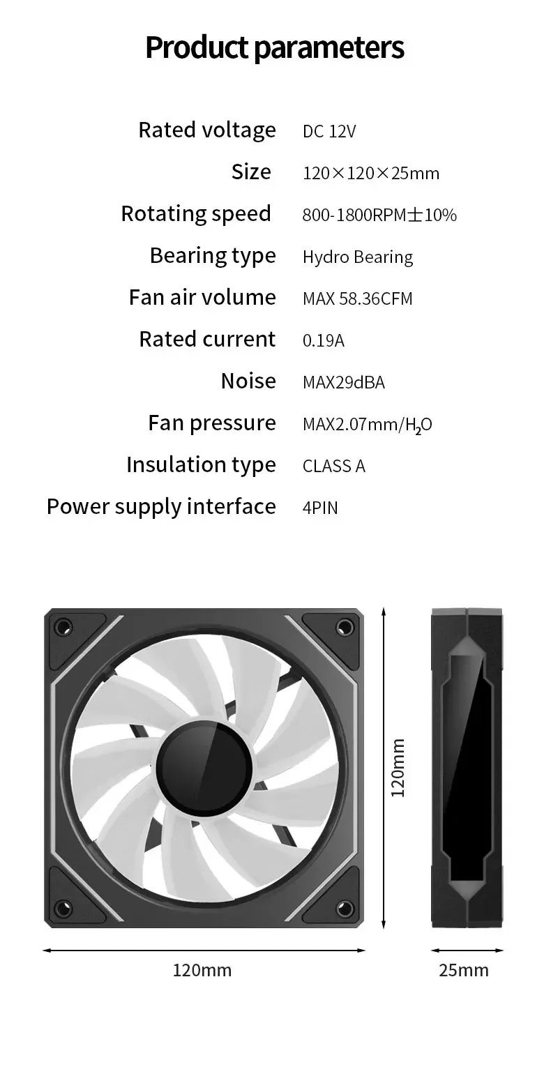 ICE Whale Prism 4 PRO PC Case Fan 120mm 5V 3Pin ARGB Cyclic Mirror ...