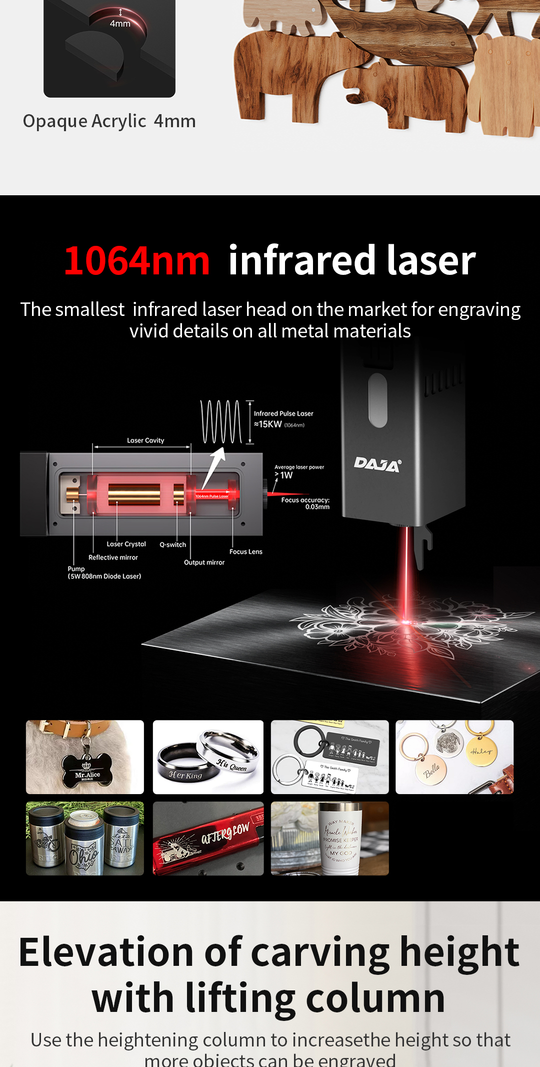 DAJA A7 mini 5W Laser Machine Engraving Wood Board Leather Kraft Paper ...