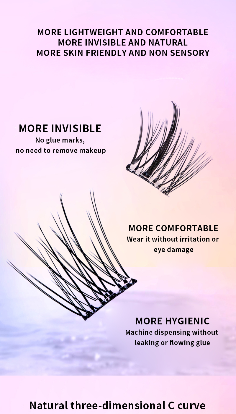 BQI False Eyelashes Without Glue 10 Rows Lazy Single Cluster Sunflower ...