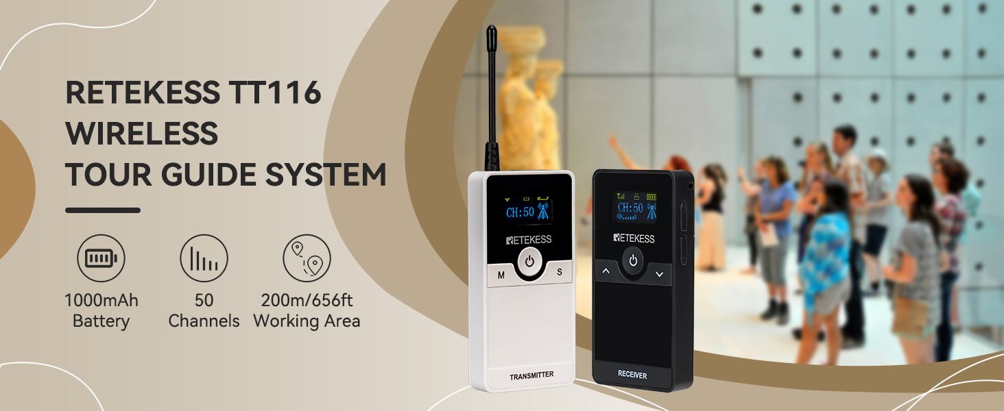 Retekess TT116 Tour Guide System Portable Wireless Receiver ...