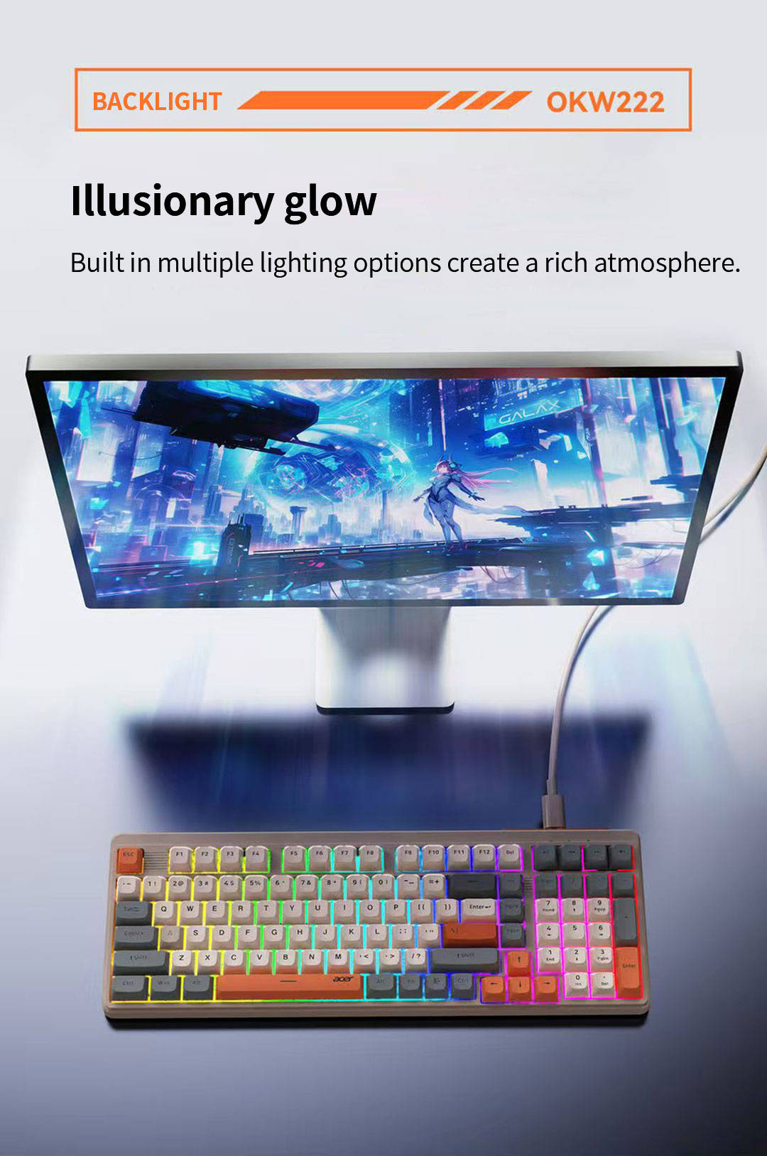 Acer OKW222 Wired Backlit Keyboard RGB Backlighting 103-Key Layout ...