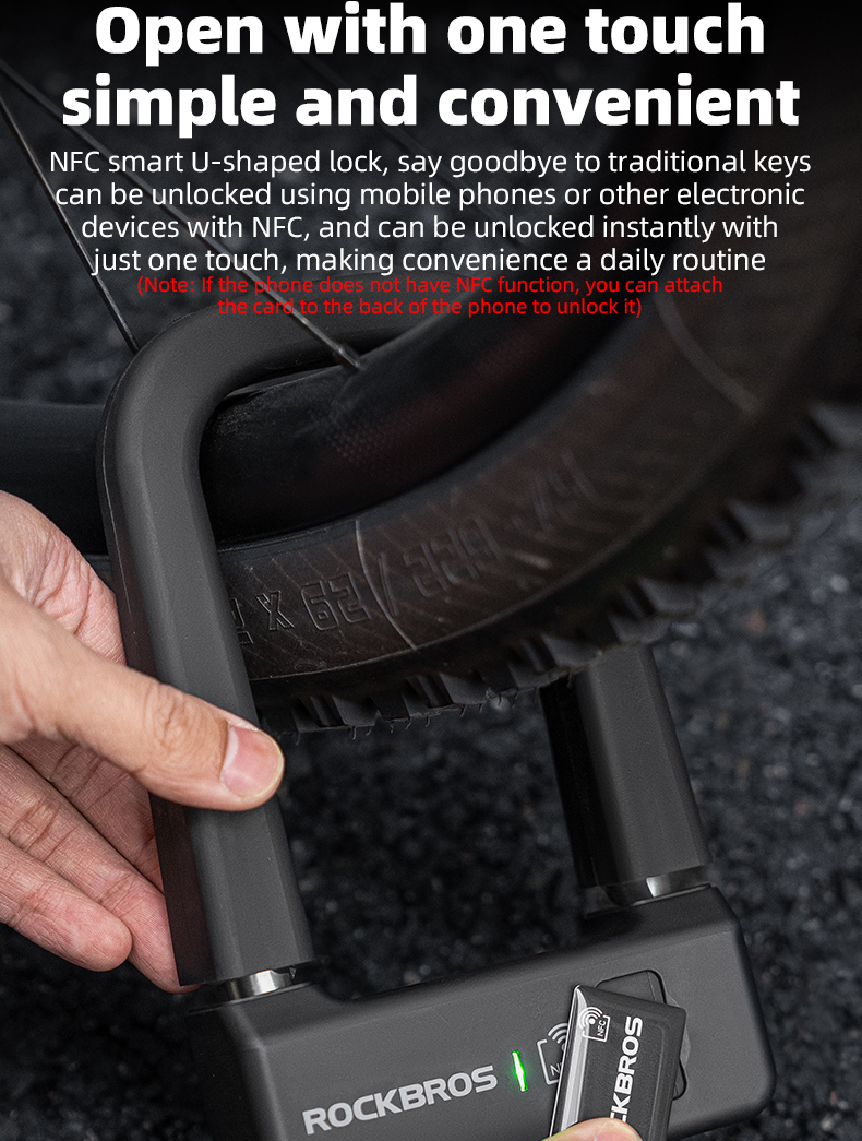 ROCKBROS Smart U Lock NFC Unlocking MTB Road Bike Lock Motorcycle Anti ...