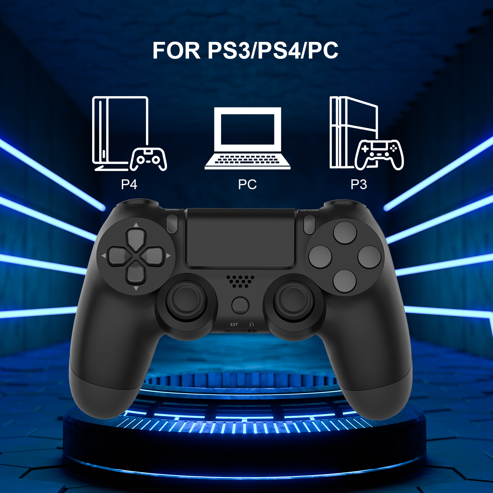Wireless Controller for PlayStation4/ PS4/PS3/PC/Steam Console Bluetooth Joystick Dual Vibration ...
