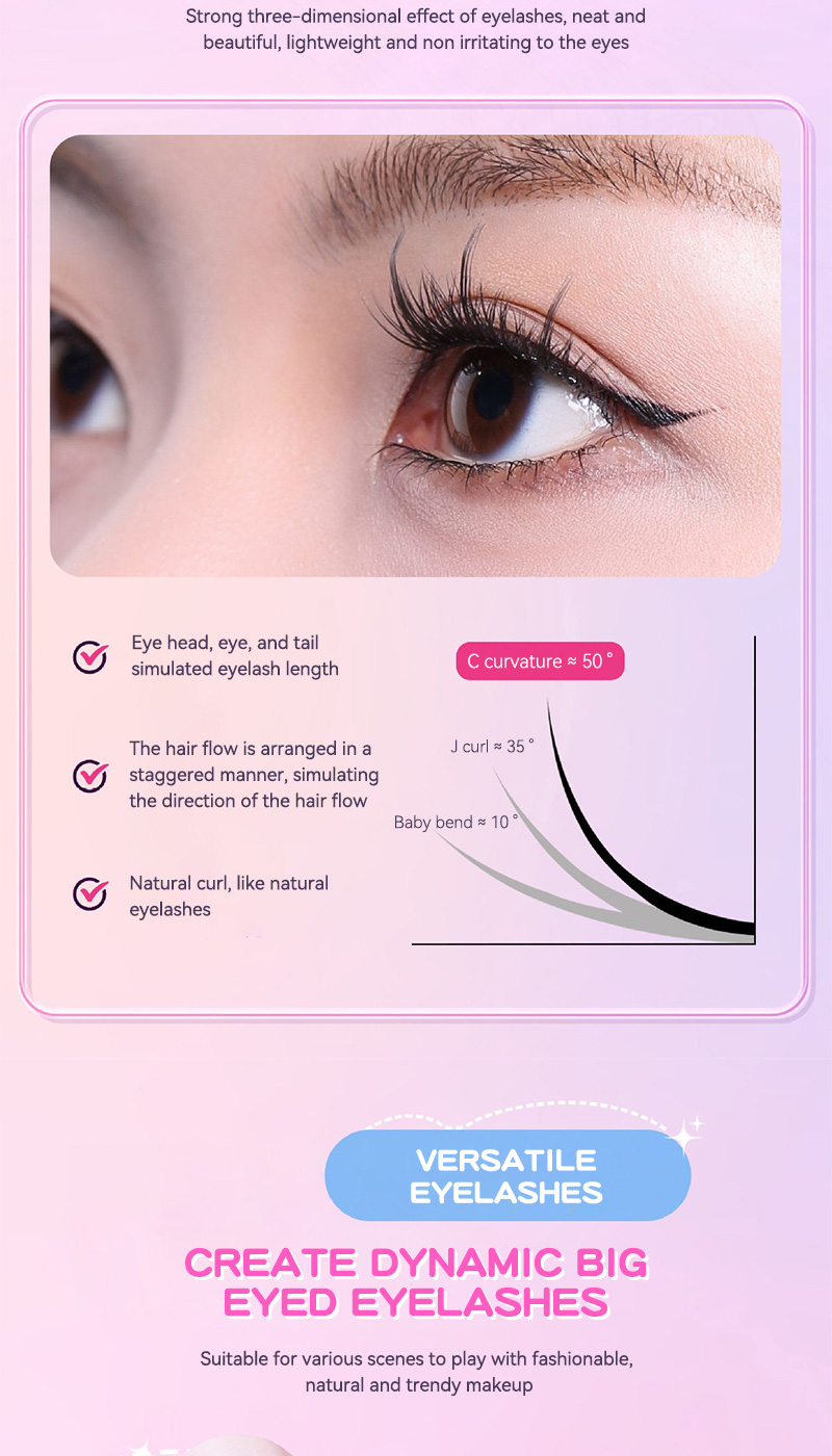 BQI Large Capacity Glue-Free False Eyelashes C-Curl Flame Trilogy ...