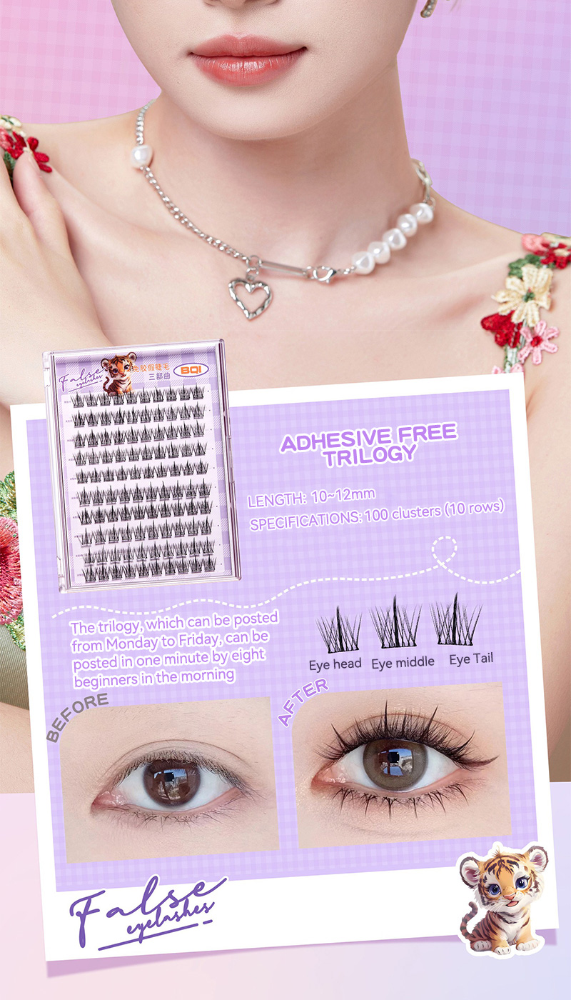 BQI Large Capacity Glue-Free False Eyelashes C-Curl Flame Trilogy ...