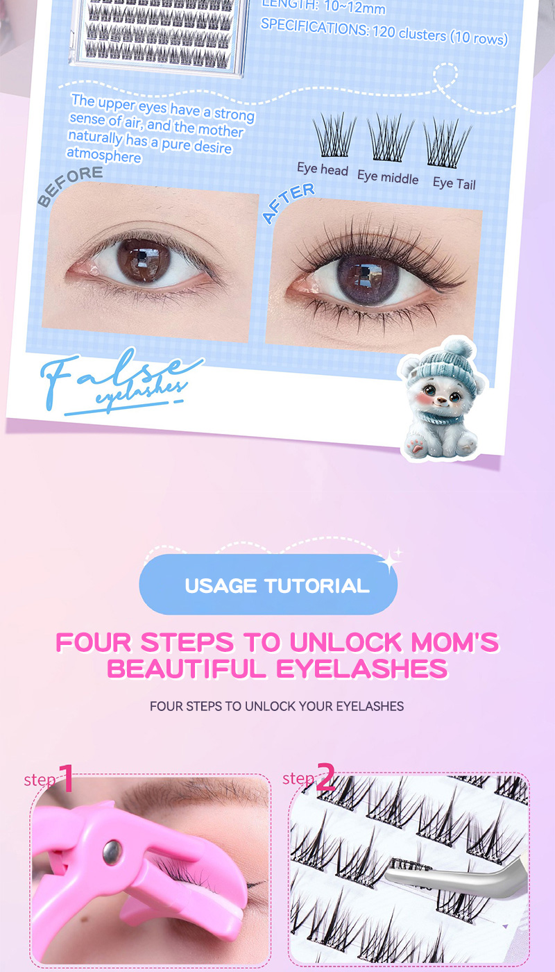 BQI Large Capacity Glue-Free False Eyelashes C-Curl Flame Trilogy ...
