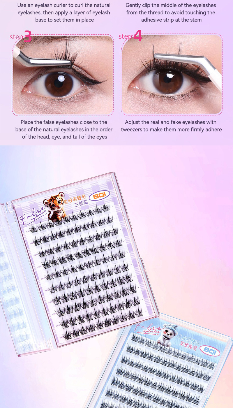 BQI Large Capacity Glue-Free False Eyelashes C-Curl Flame Trilogy ...
