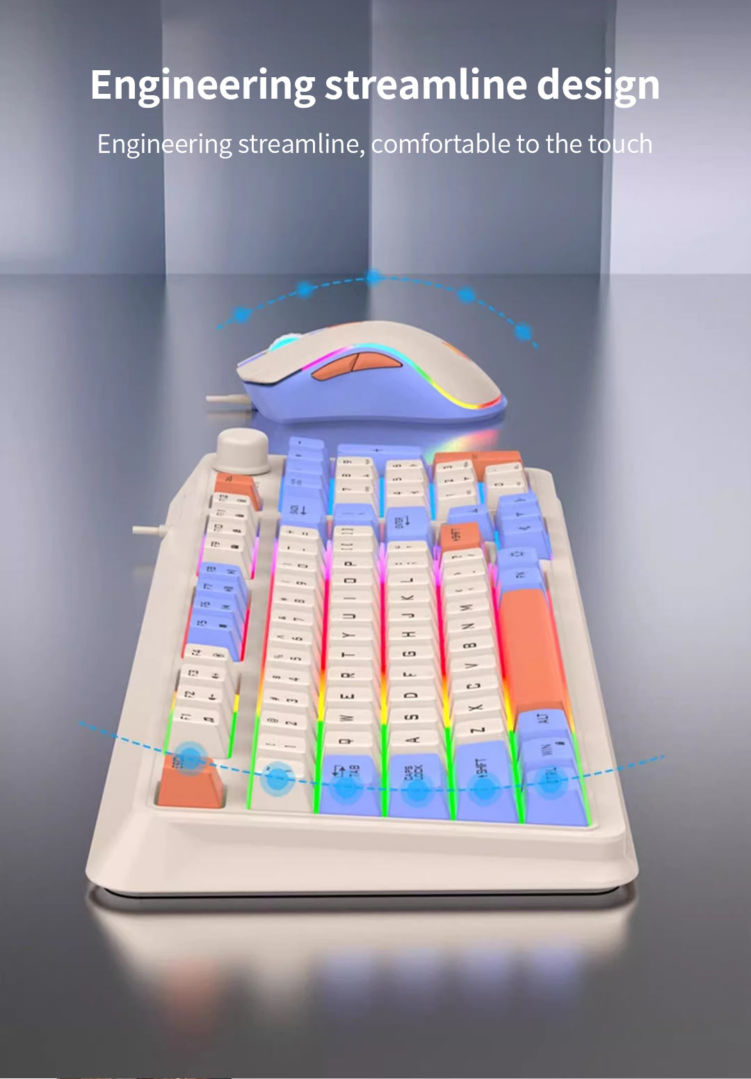 XUNFOX K820 Wired Keyboard And Mouse Set With Color Lighting Effect For ...