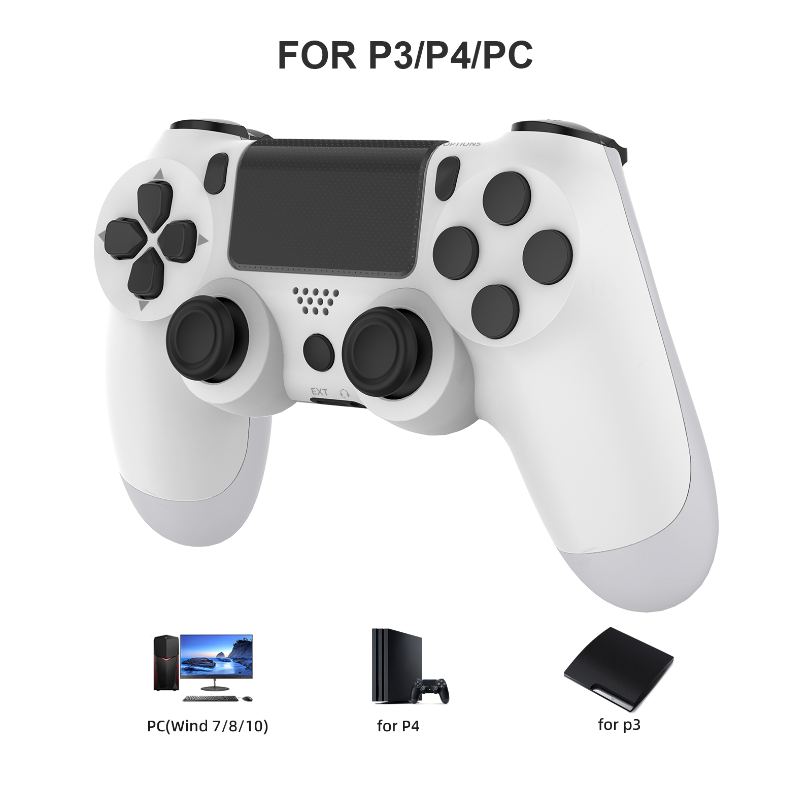 Bluetooth Wireless Game Controller Vibration Gamepad Joystick for PC ...