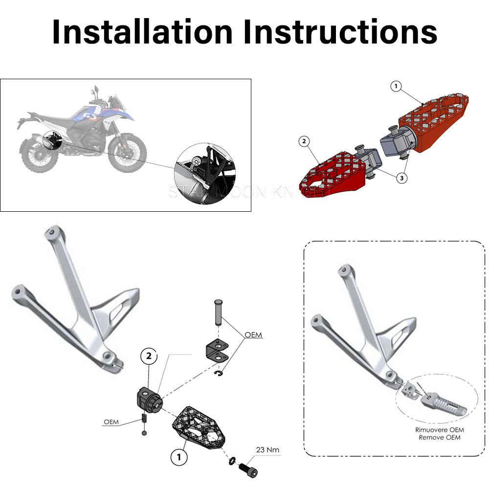 Motorcycle Touring Rear Foot Pedals For BMW R1300GS R 1300GS 2023 ...
