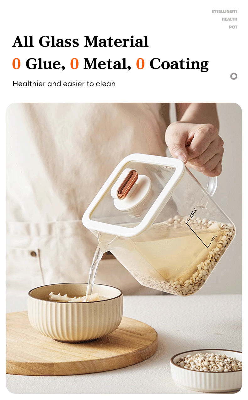 1000ml All Glass Health Pot Multifunctional Home Health Pot Office Stew ...