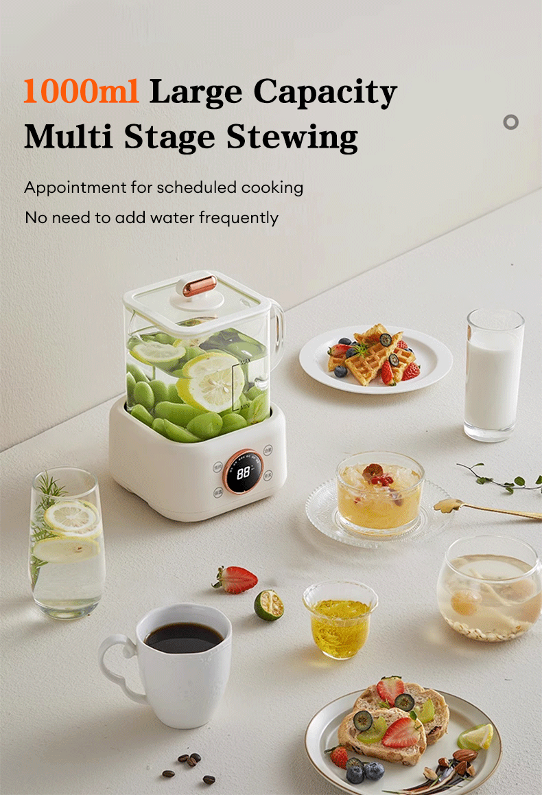 1000ml All Glass Health Pot Multifunctional Home Health Pot Office Stew ...