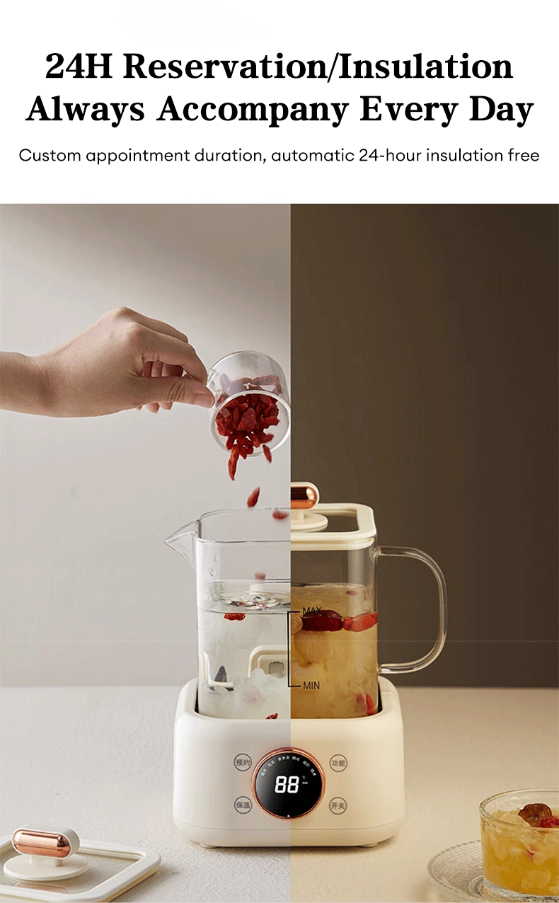 1000ml All Glass Health Pot Multifunctional Home Health Pot Office Stew ...