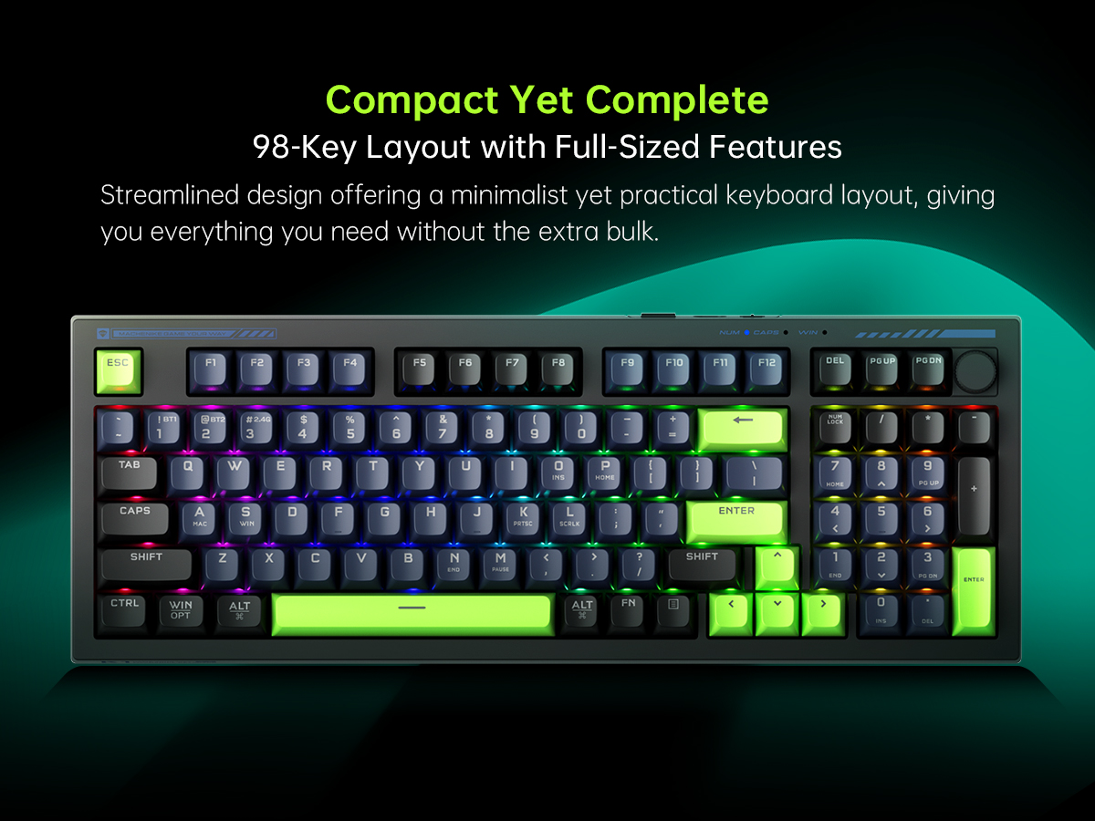 Machenike K1 Wired Gaming Keyboard 98 Keys Layout RGB Backlit Silent ...