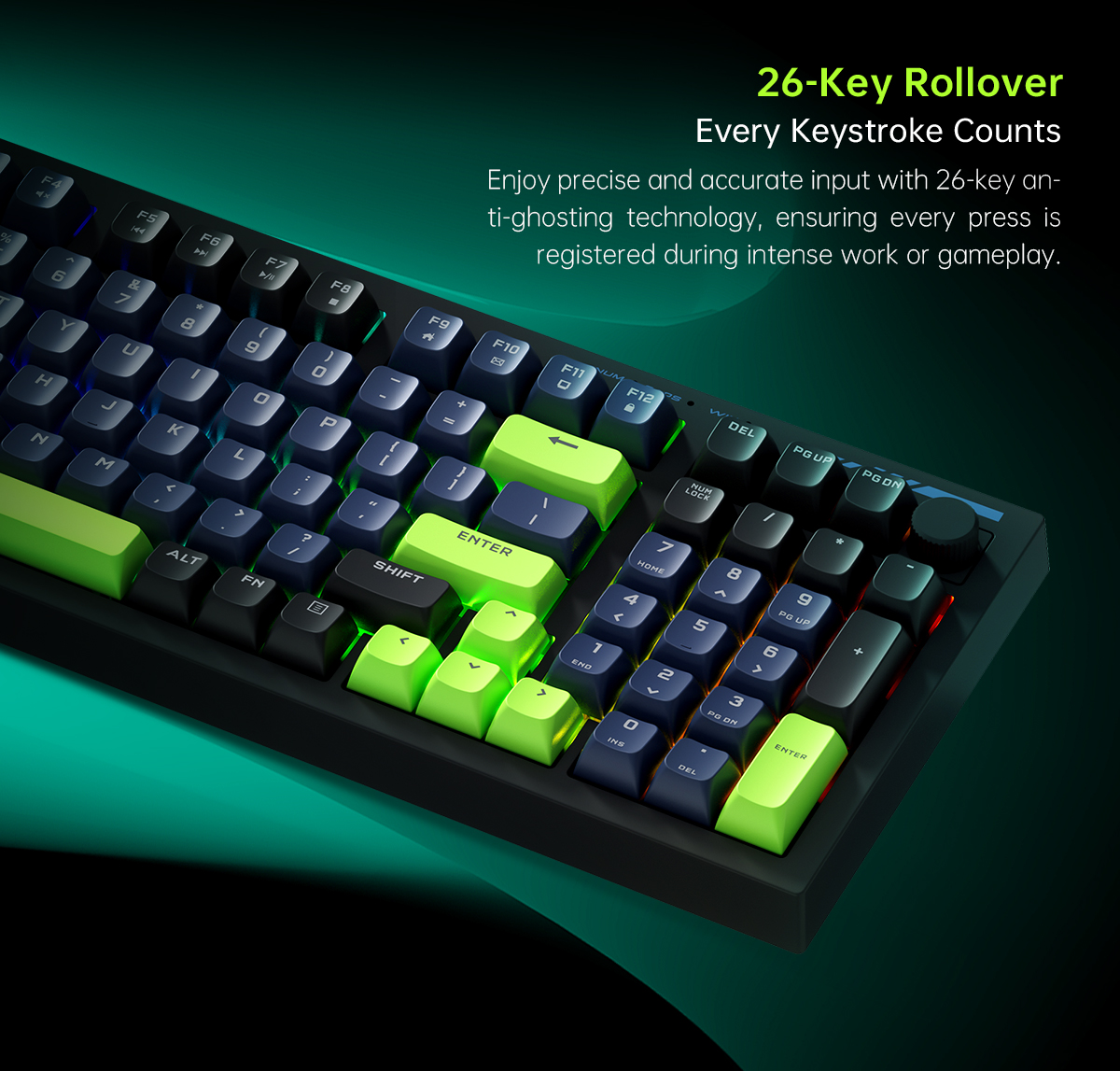 Machenike K1 Wired Gaming Keyboard 98 Keys Layout RGB Backlit Silent Keyboard with Knob and ...