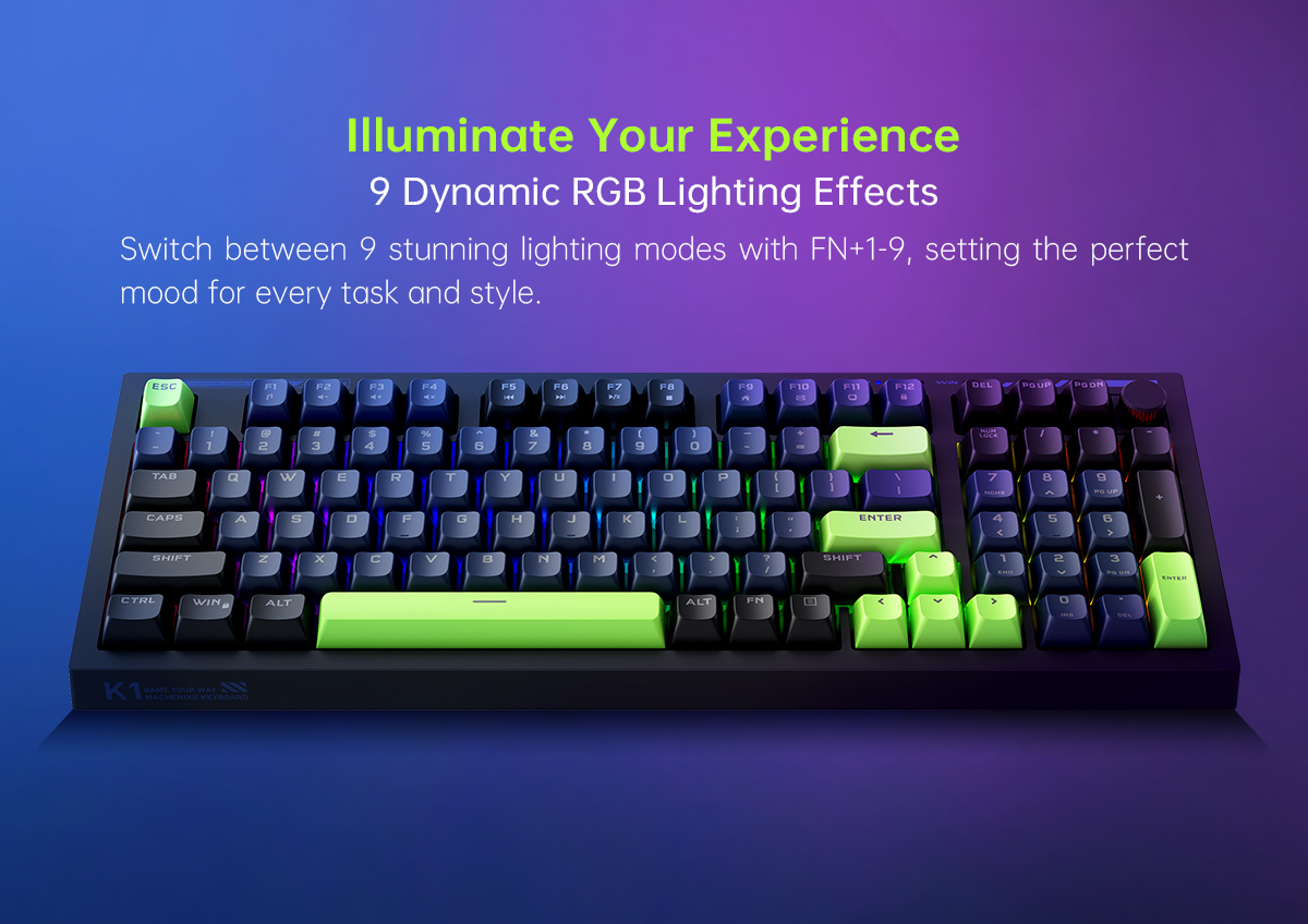 Machenike K1 Wired Gaming Keyboard 98 Keys Layout RGB Backlit Silent ...