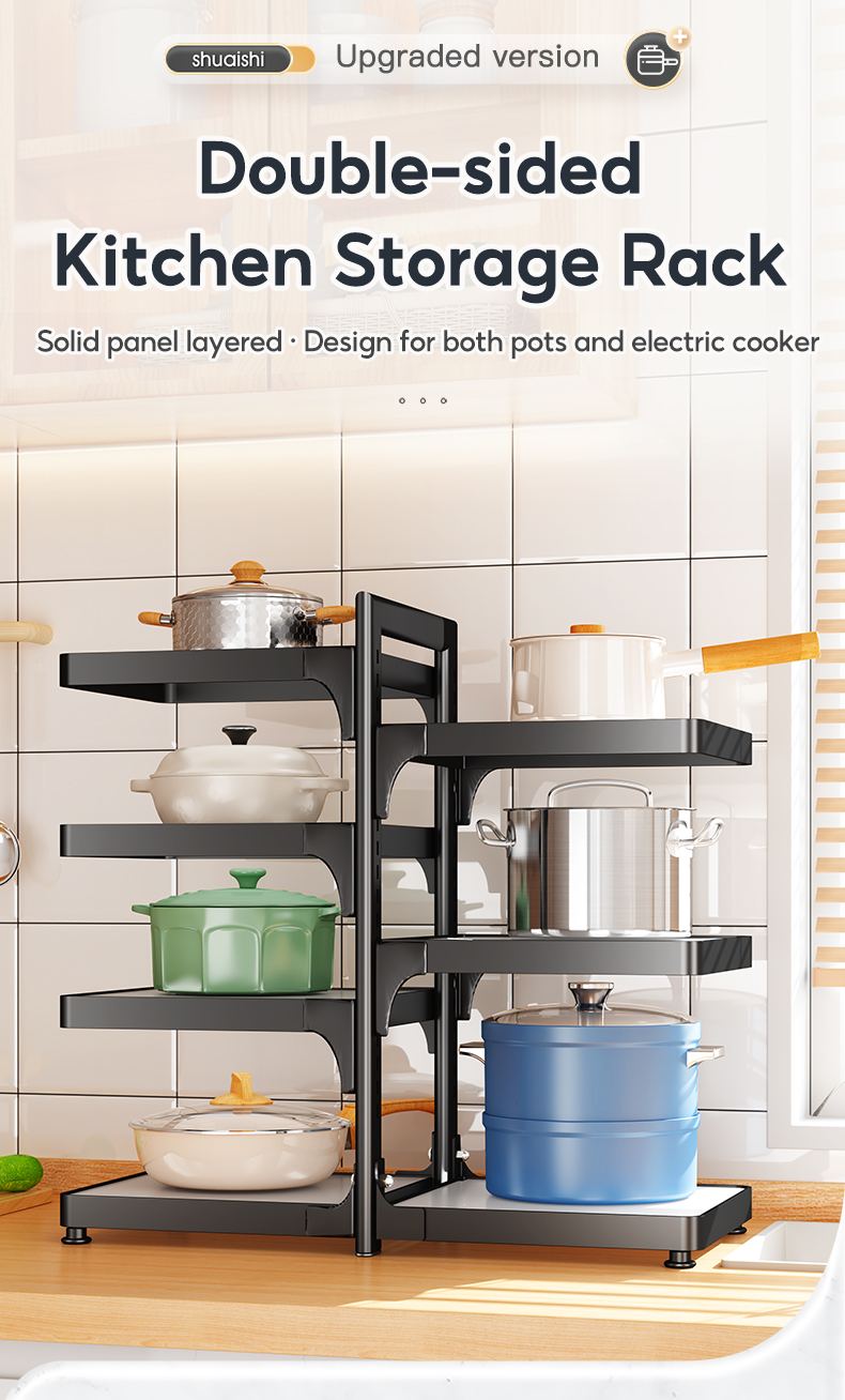 Rak Dapur Pot And Pan Organizer Kitchen Multifuntional Storage Rack ...