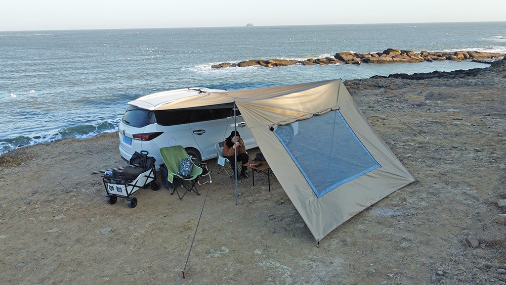 Car Side Awning Tent 3x5 Black Coating Tarp Flysheet Camping Waterproof ...